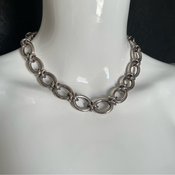 Vintage | Jewelry | Vintage Sterling Silver Large Statement Chain Link Necklace | Poshmark